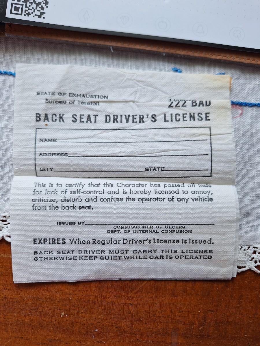 Backseat Driver Certificate | EstateSales.org