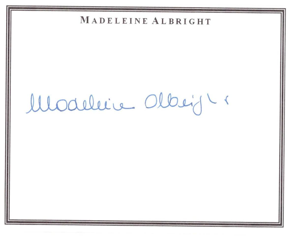 Secretary of State Madeleine Albright signature cut | EstateSales.org