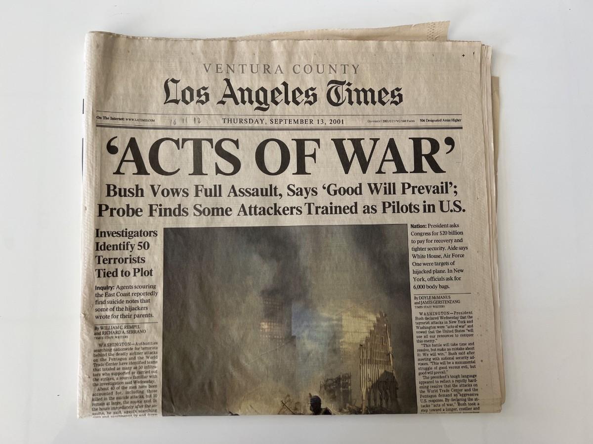 LA Times September 13th 2001- ACT of War | EstateSales.org