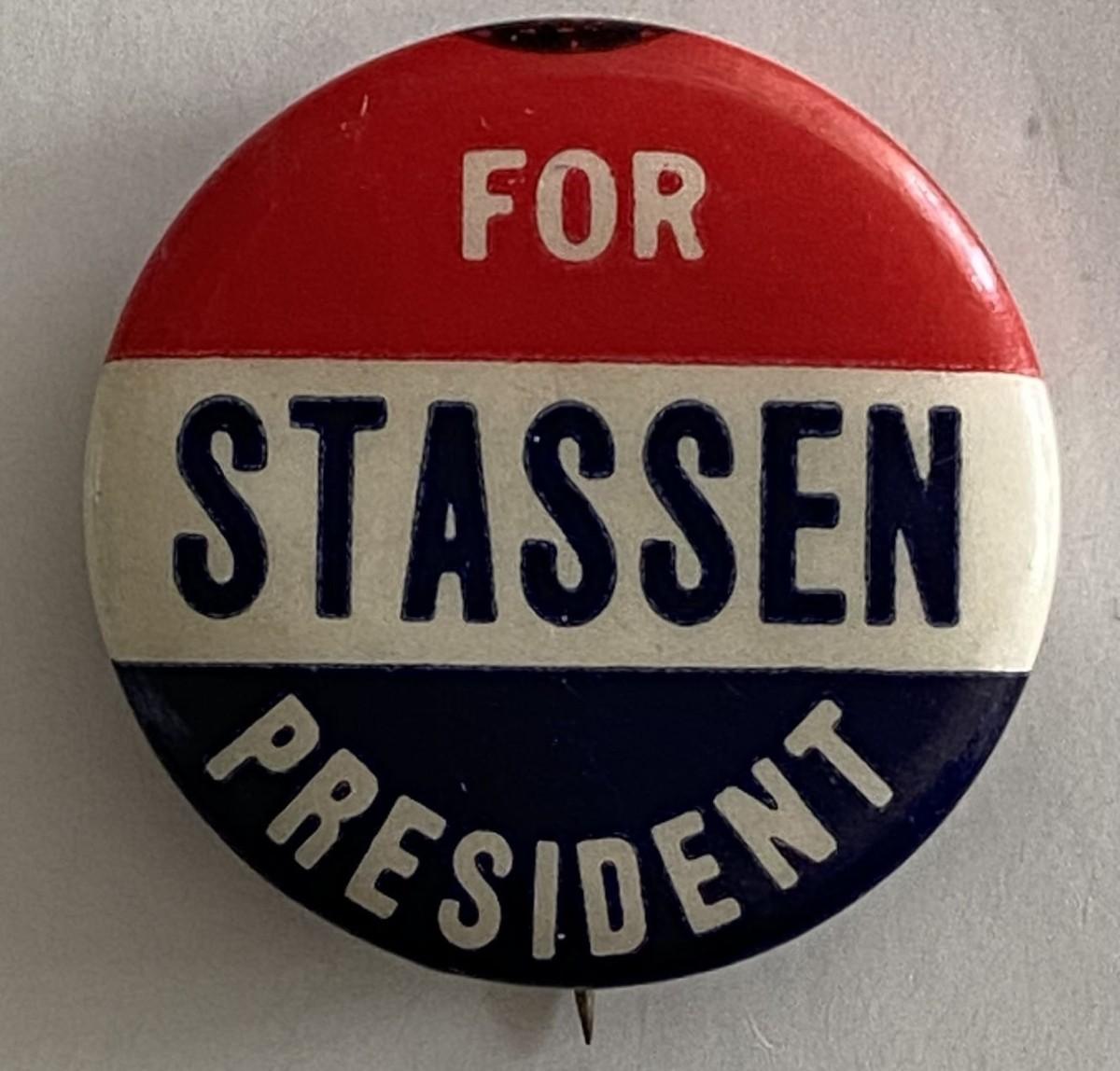 Harold Stassen for President pin | EstateSales.org