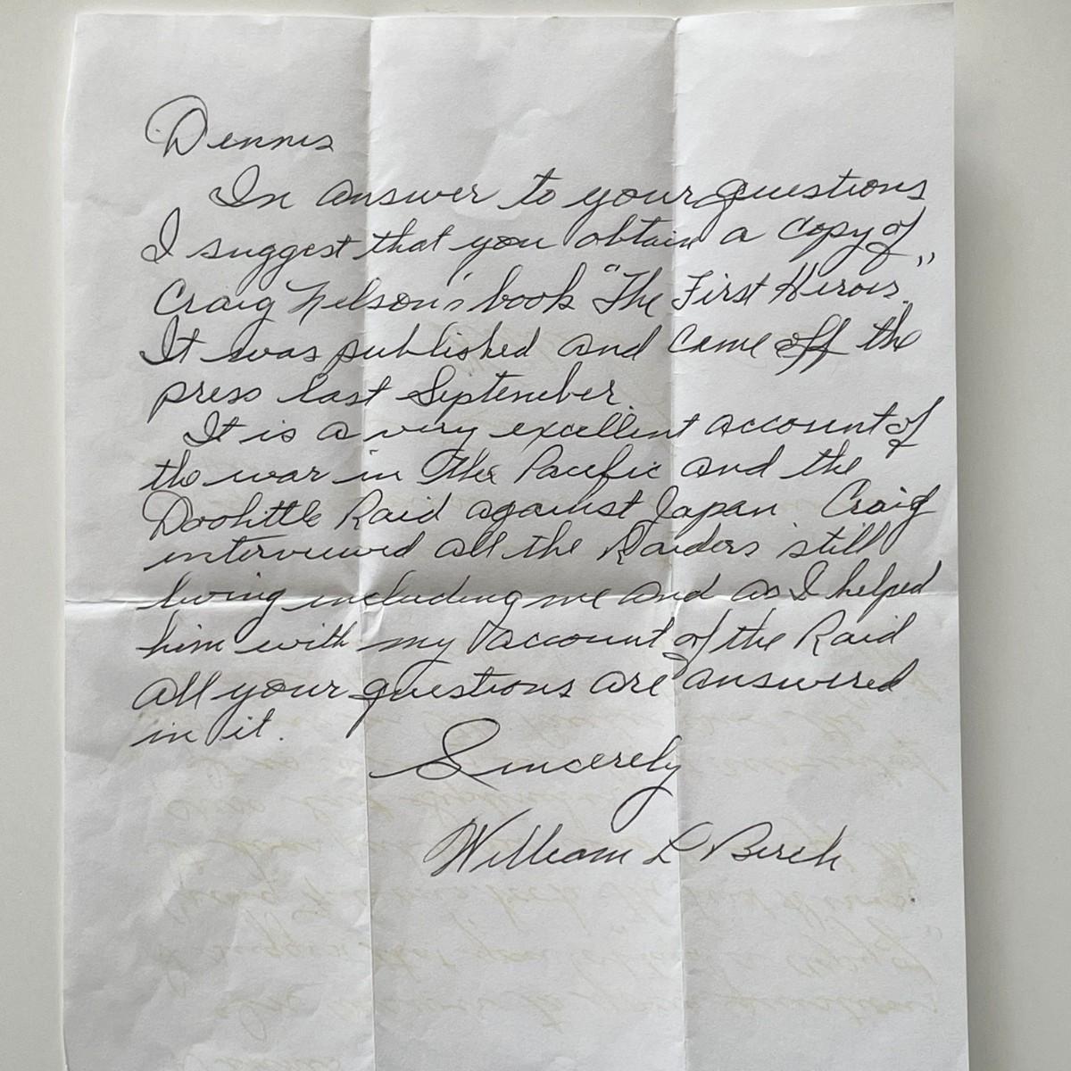 WWII USAAF 2nd Lt. William Birch signed letter | EstateSales.org