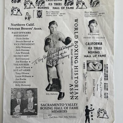 Boxer Billy Mahoney signed print | EstateSales.org