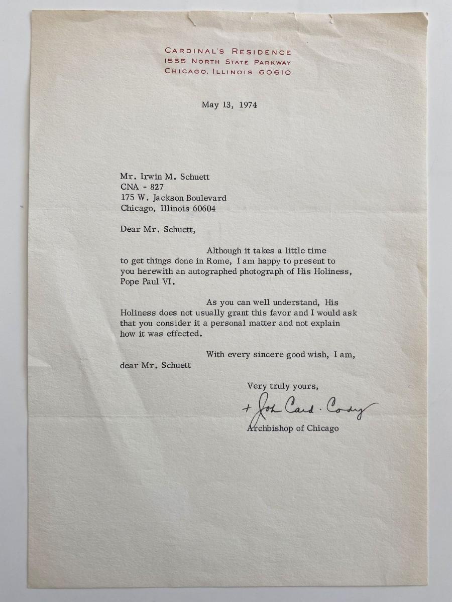 John Cardinal Cody signed letter | EstateSales.org