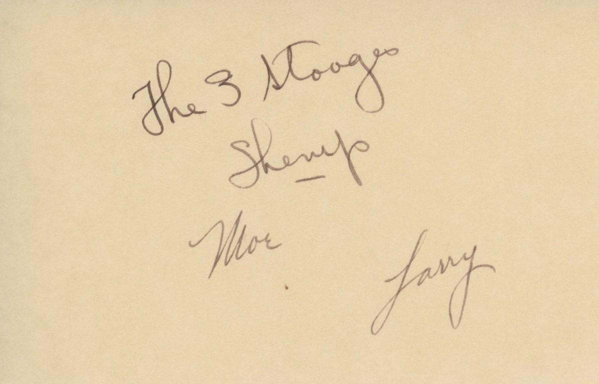 Three Stooges original signatures. GFA Authenticated | EstateSales.org