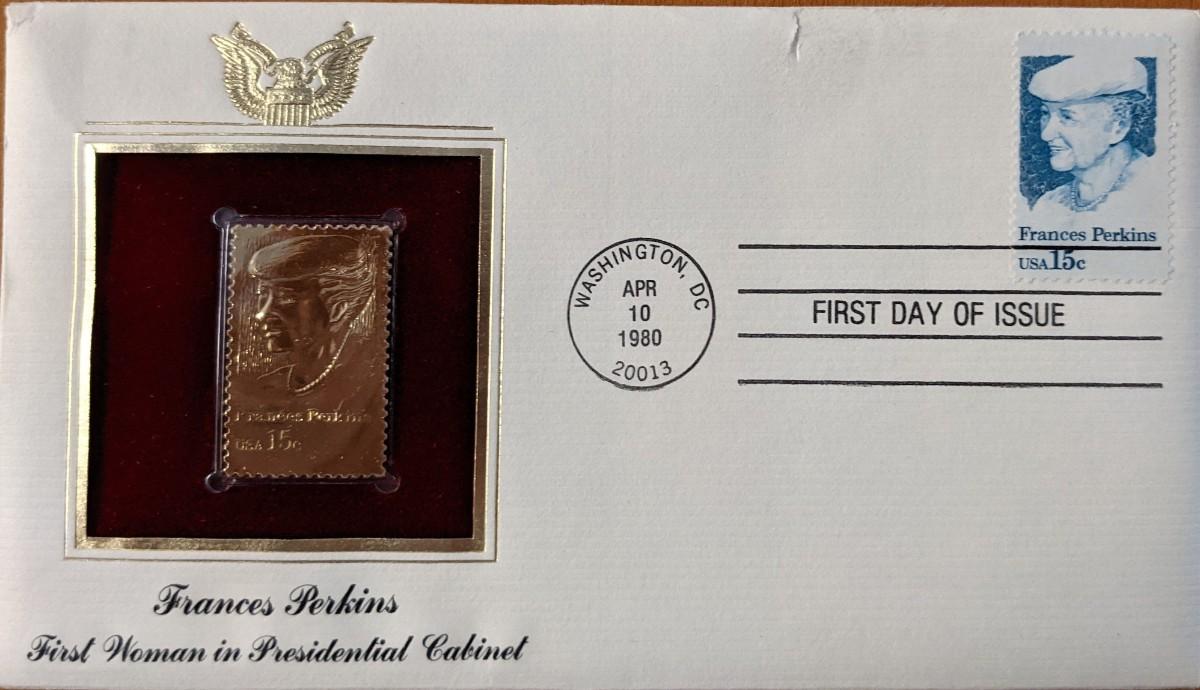 Frances Perkins First Woman In Presidential Cabinet Gold Stamp Replica ...
