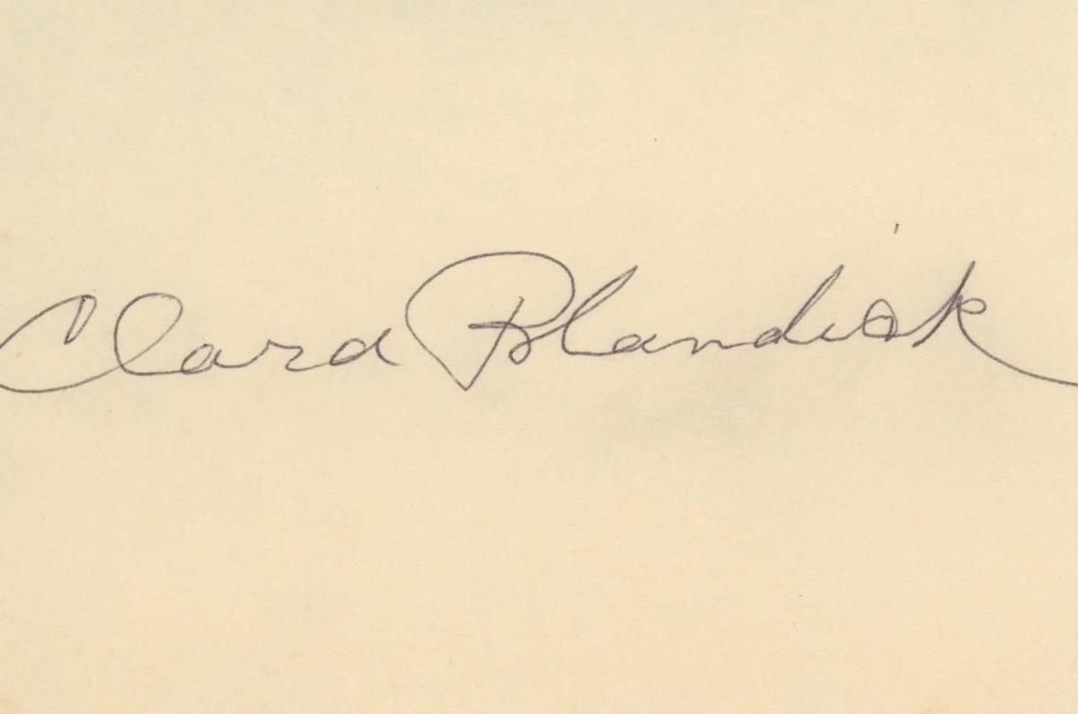 Clara Blandick Aunt Em Wizard of Oz signature cut. GFA Authenticated ...
