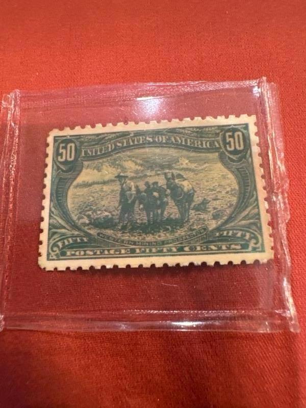 1898 US 50C STAMP SCOTT #291 UNUSED OG WESTERN MINING PROSPECTOR ...