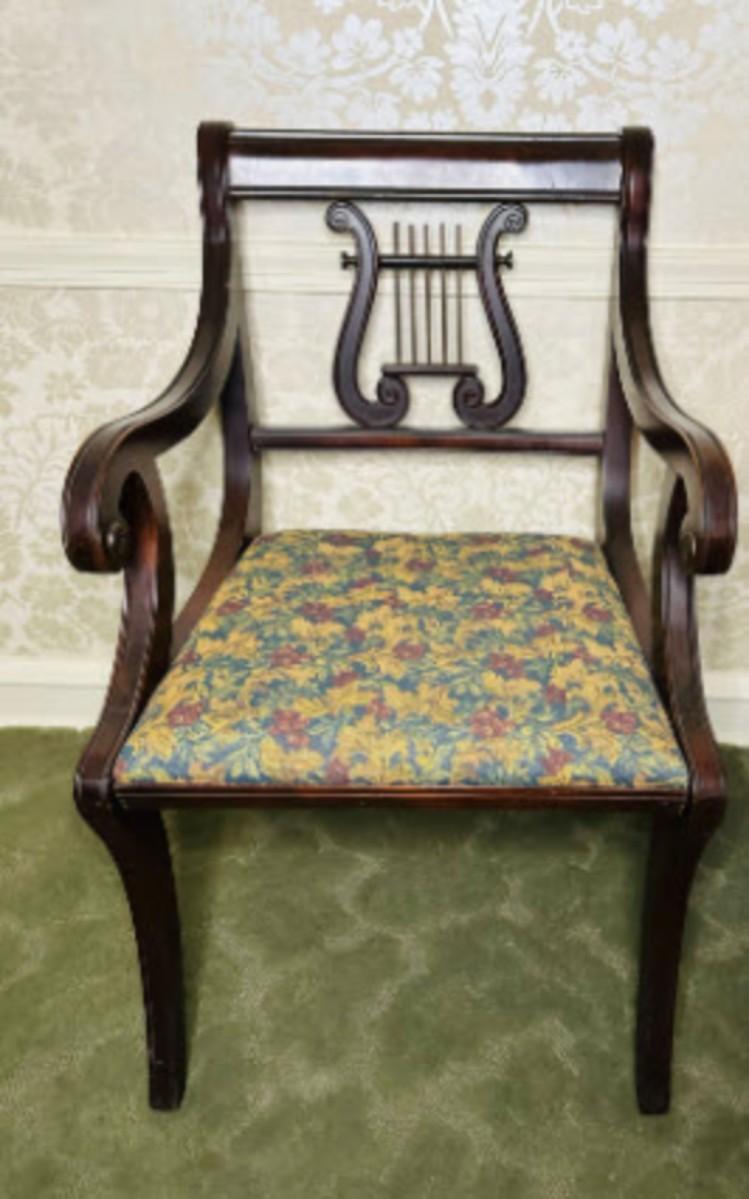 Vintage Duncan Phyfe style Lyre / Harp Back Chair | EstateSales.org