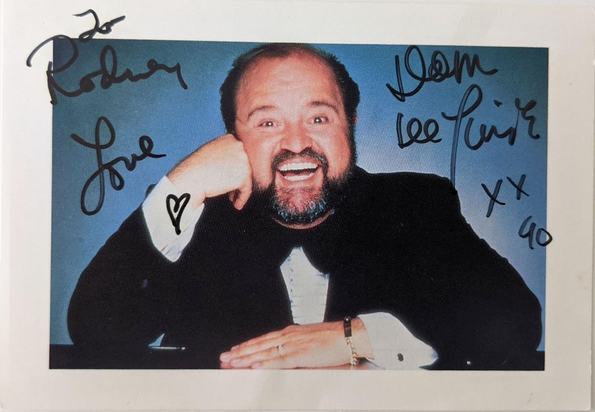 Dom DeLuise signed photo card | EstateSales.org