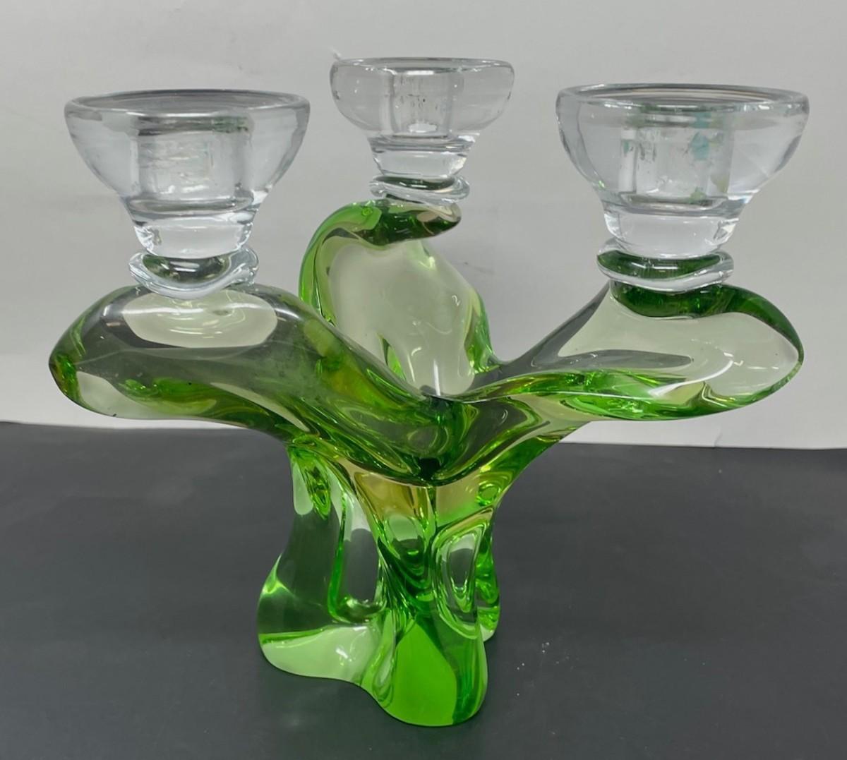 Three Arm Murano Glass Candle Holder | EstateSales.org