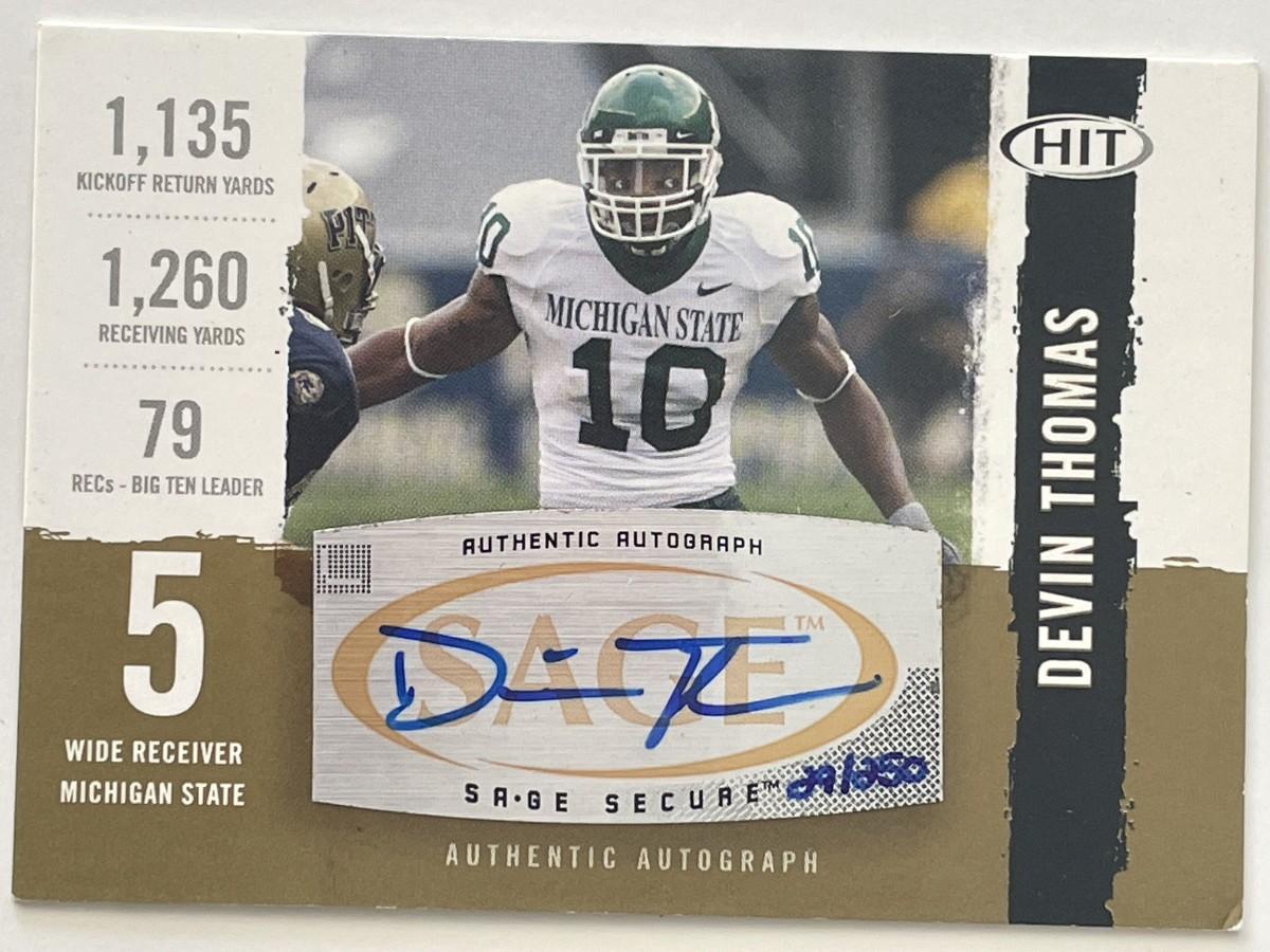 Michigan State Devin Thomas 2008 Sage #A68 signed trading card ...