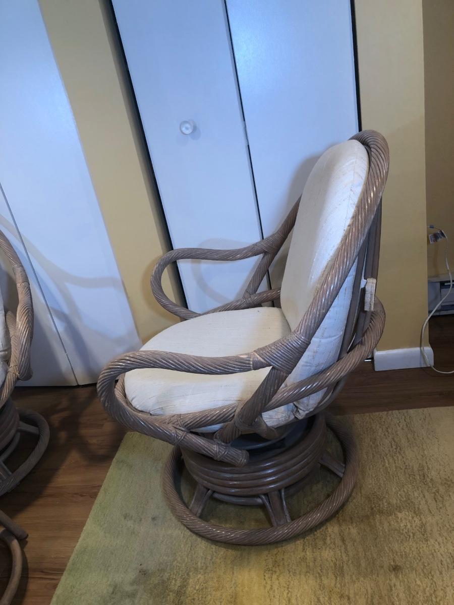 LOT 103B: Alexvale Furniture Rattan Swivel Rockers & Ottomans ...