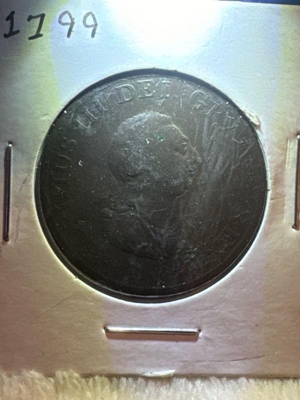 GREAT BRITAIN FARTHING 1799 RULER:GEORGE III,LAUREATE BUST RIGHT,LEGEN ...