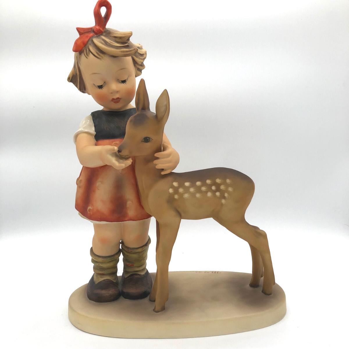 LOT 3D: "Friends" Vintage 1960s/70s 11" Goebel M.I. Hummel Girl w/ Deer Figurine 136/V ...