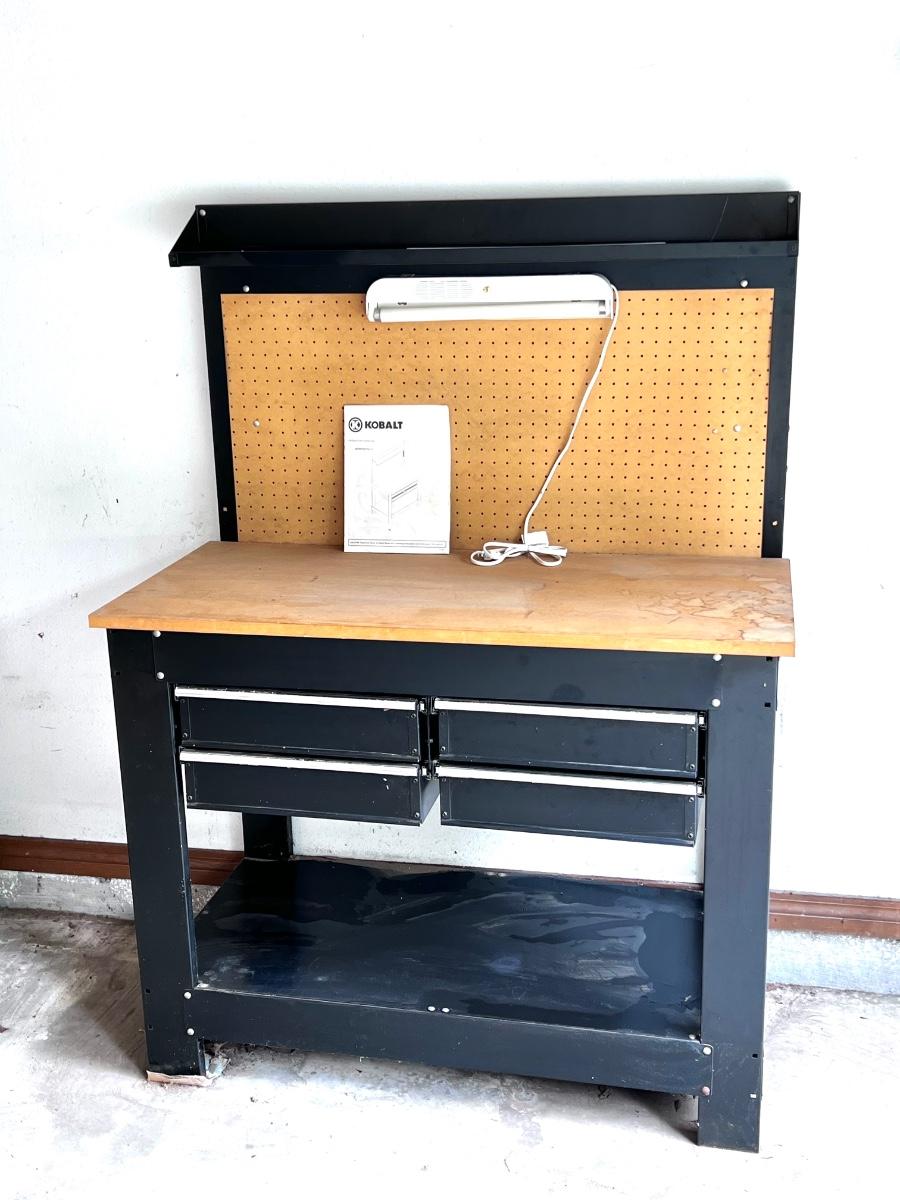 Black Kobalt Work Bench with Pegboard | EstateSales.org