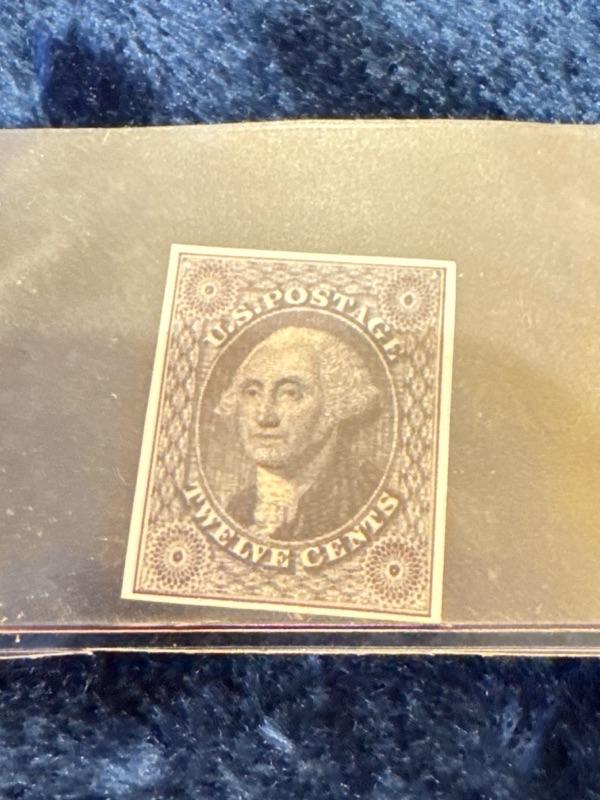 U S Stamps Scott 17 twelve cent Washington imperforate unused cv 2100. ...