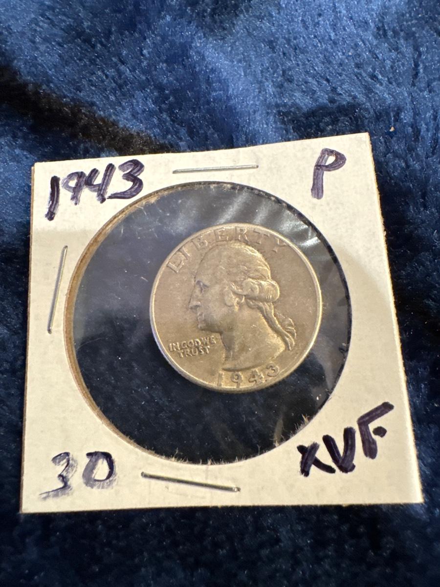 1943 P .25c George Washington U S silver XVF | EstateSales.org