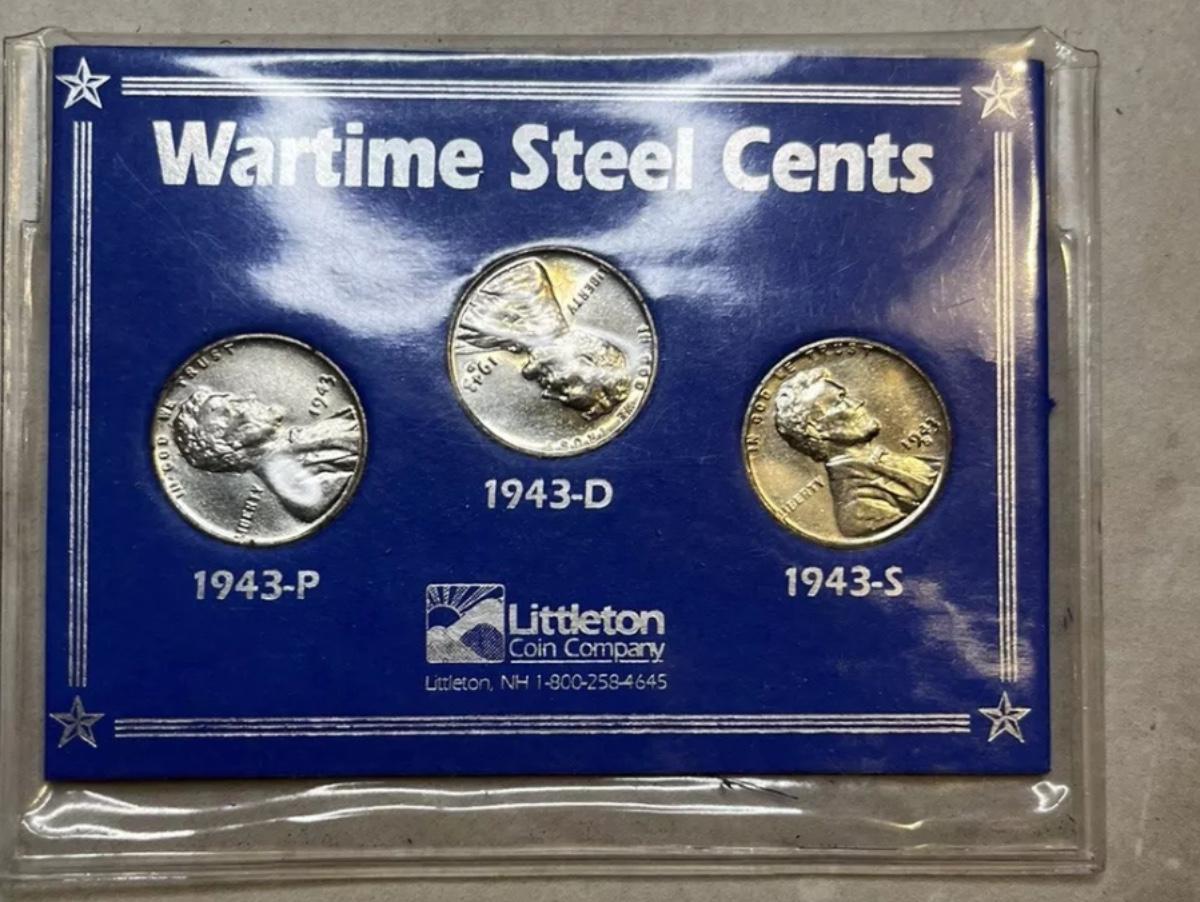 1943 D,P,S WAR TIME STEEL PENNIES IN HOLDER | EstateSales.org