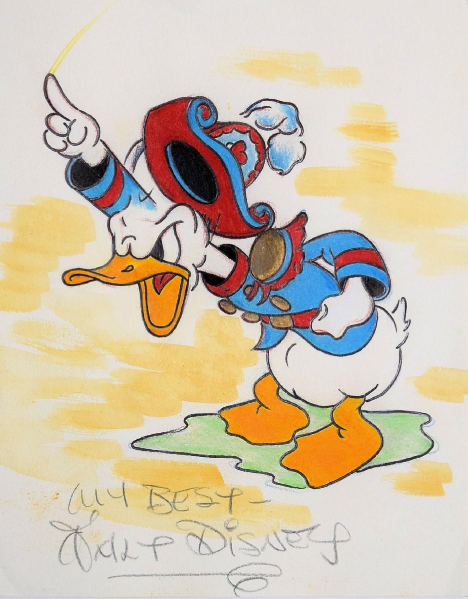 Donald Duck sketch signed by Walt Disney | EstateSales.org