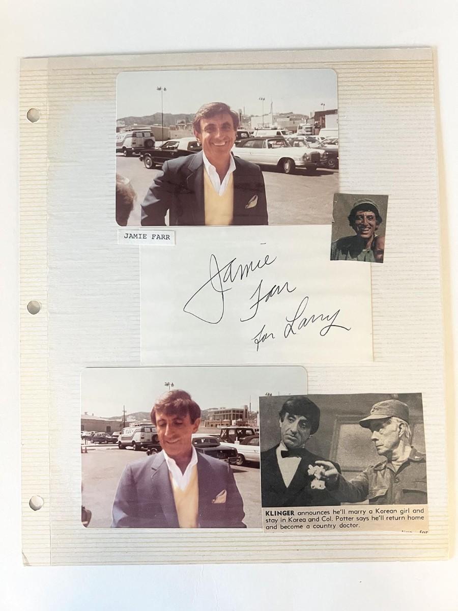 Jamie Farr signed photo album page | EstateSales.org