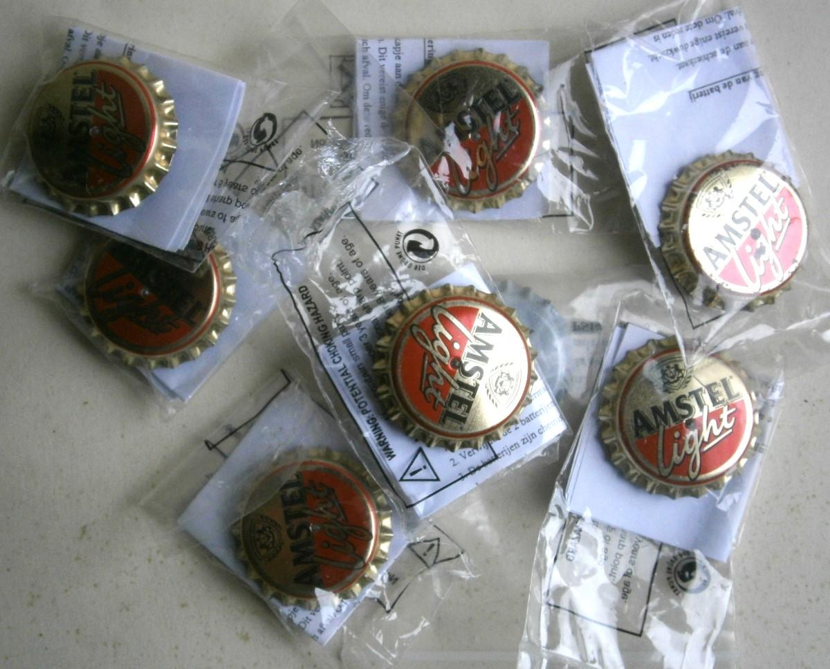 8 Amstel Light Bottle Cap Light Up Pins