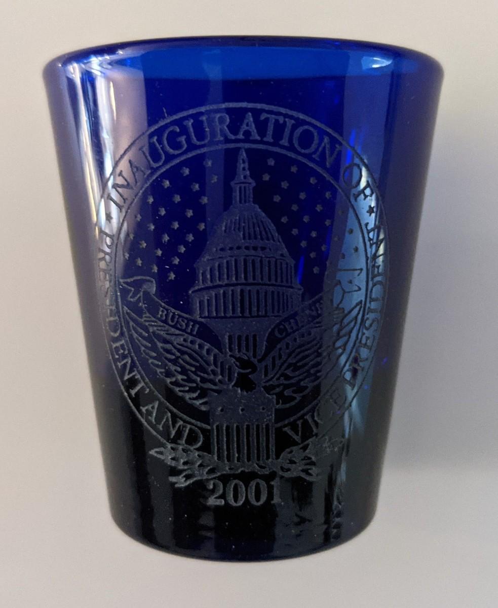 Bush/Cheney 2001 Inauguration Shot Glass (Cobalt Blue) | EstateSales.org