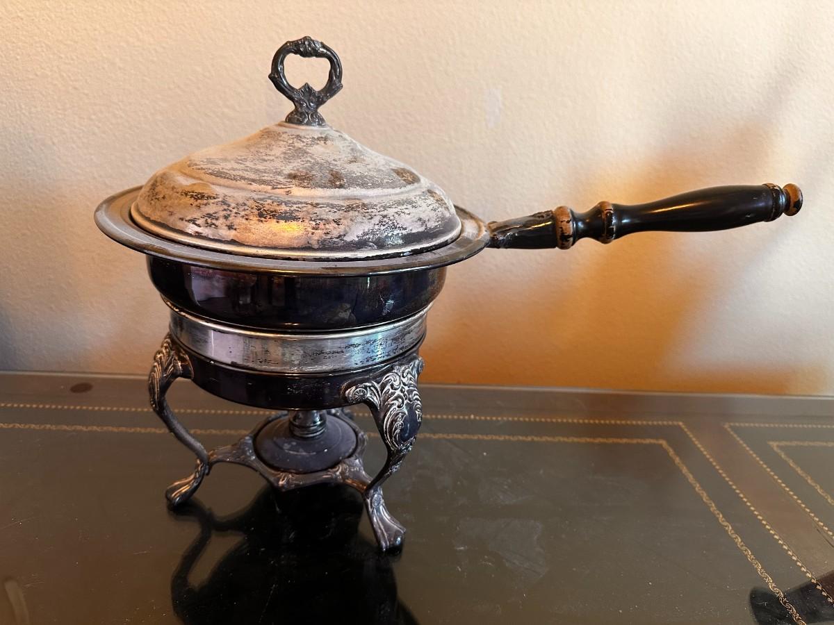Vintage Sheridan STYLE Silver Plate Chafing Dish with Stand and Burner ...