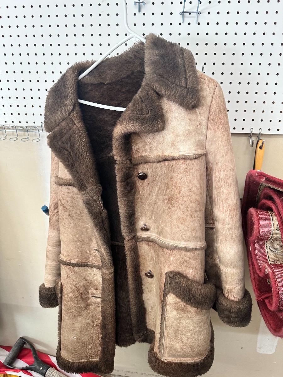 Vintage Sheepskin Shearling Wool Rancher Coat Button (SMALL ...