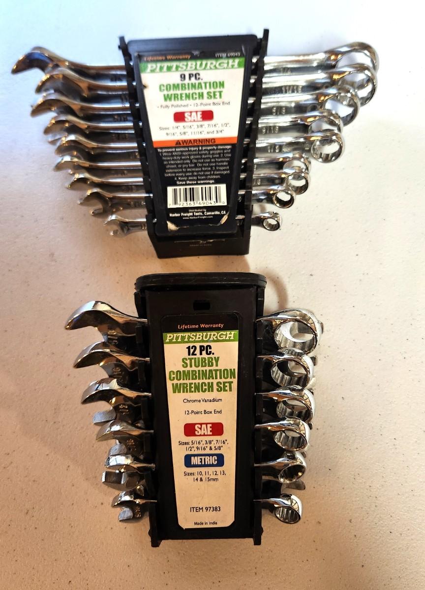 Lot #91 Pittsburgh 9 pc. Combination Wrench Set/ 12 pc SAE Metric ...