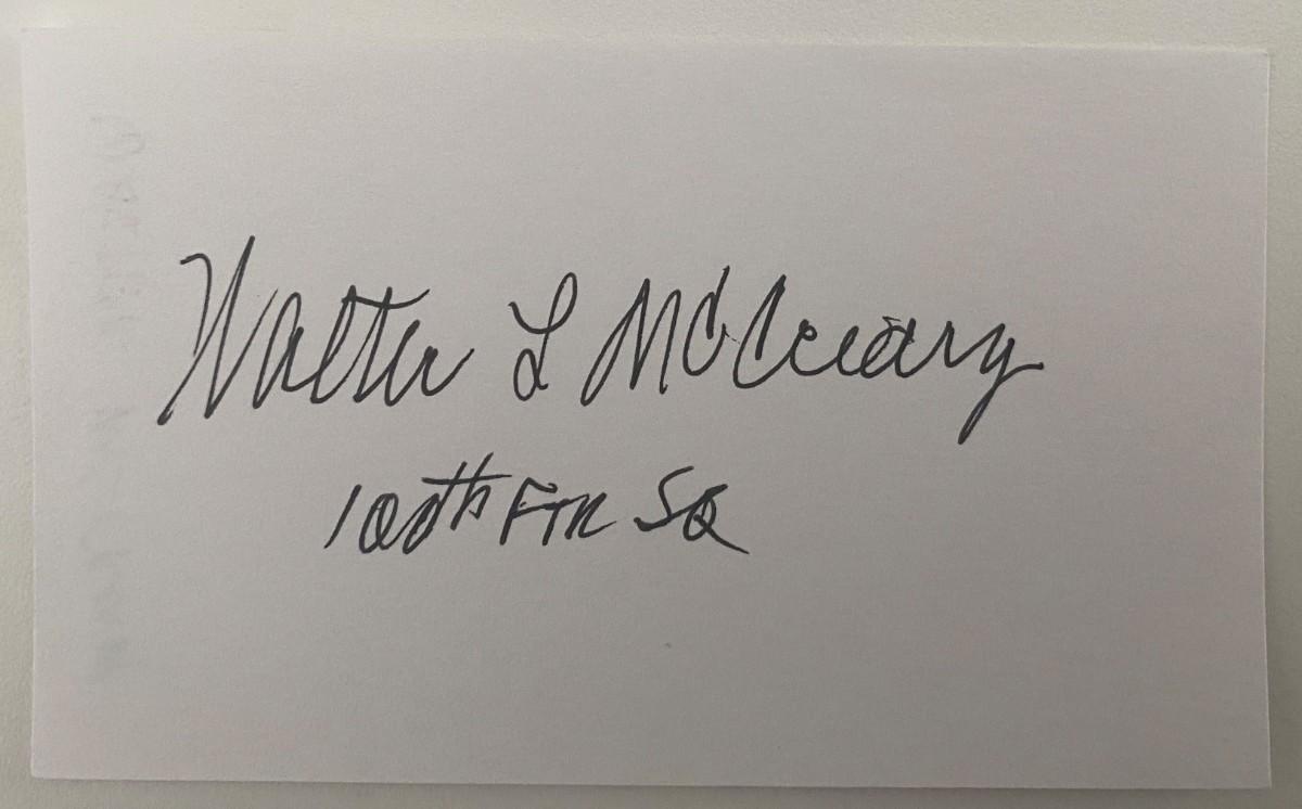 Tuskegee Airman Walter L. McCreary original signature | EstateSales.org