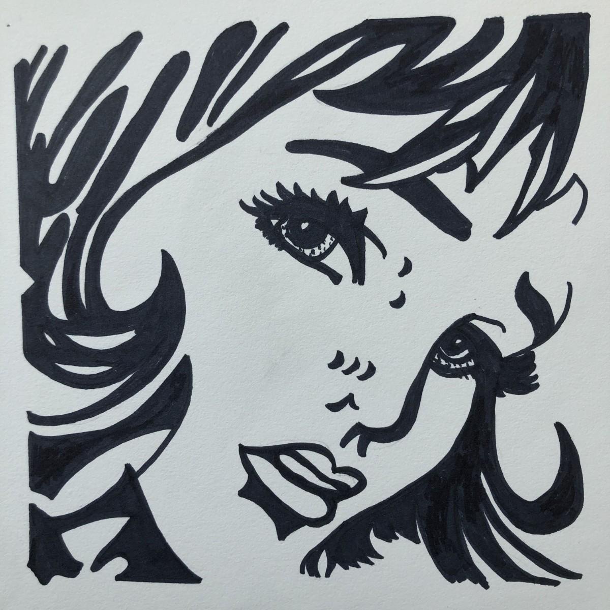 Stylized drawing of woman | EstateSales.org