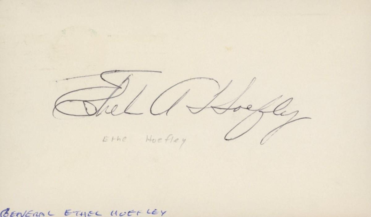 Brig.-Gen. Ethel Ann Hoefly signature cut | EstateSales.org