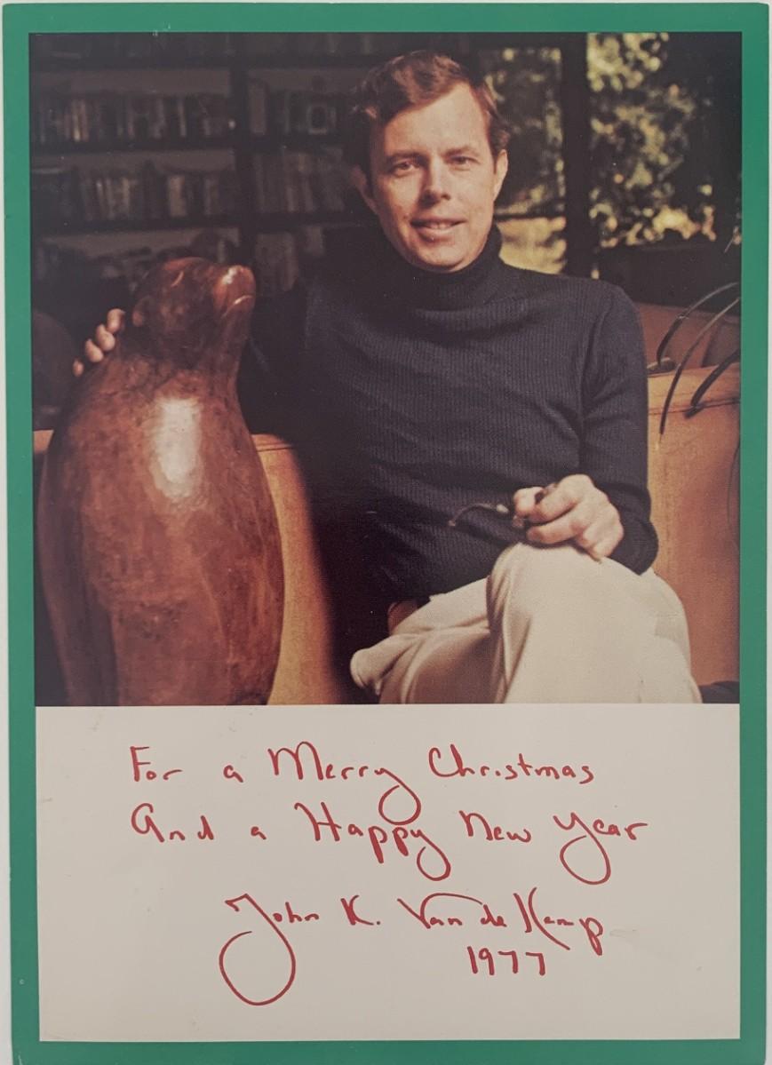 Attorney General John K. Van de Kamp signed Christmas card ...