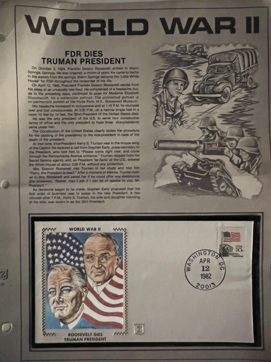 WW2 President Roosevelt/ President Truman FDC. 3x6 inches | EstateSales.org