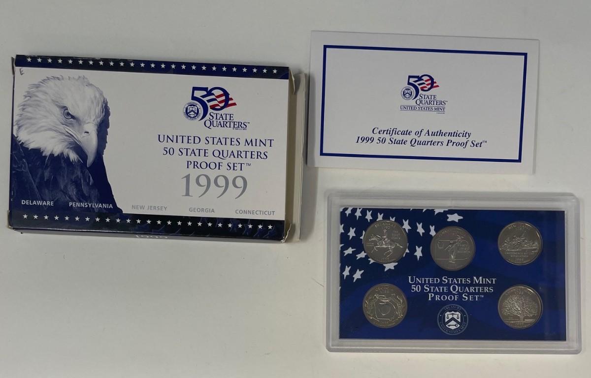 United States Mint 50 State Quarters Proof Set 1999 w/ COA ...
