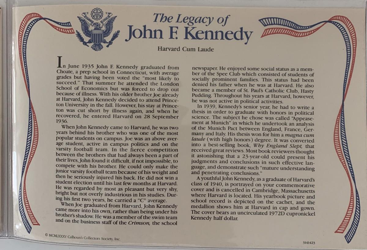 John F. Kennedy commemorative cover with coin | EstateSales.org