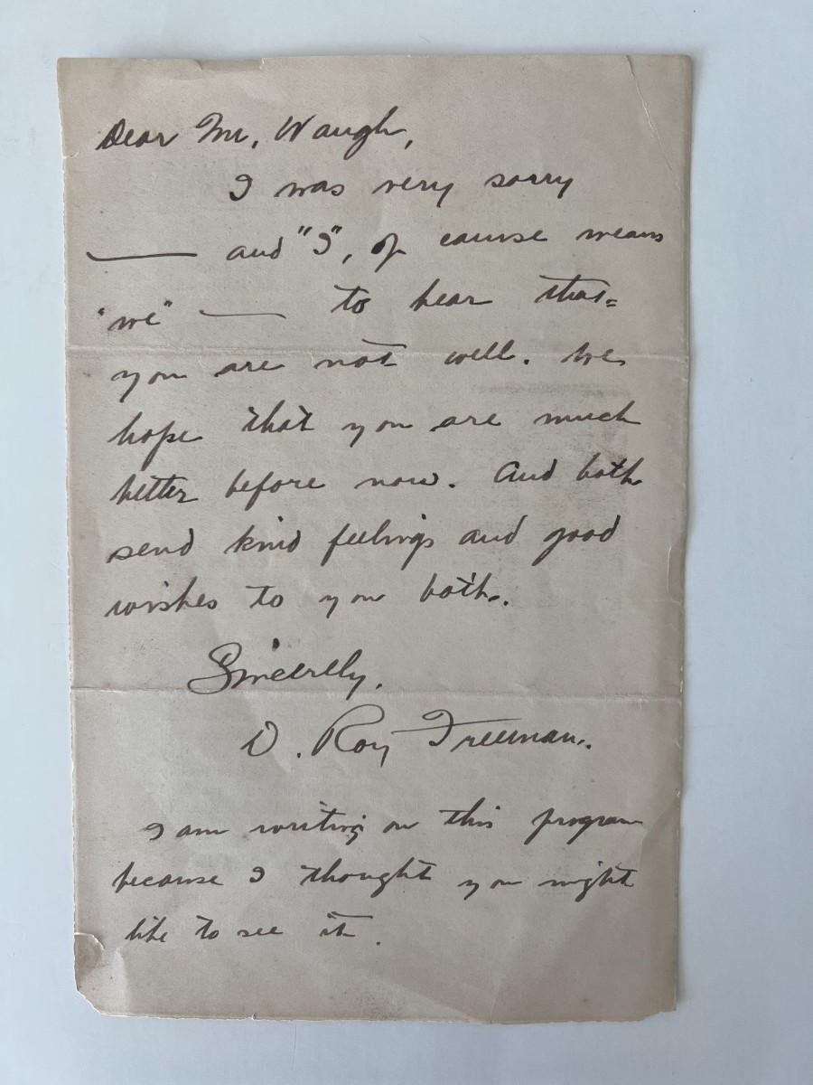 Military director D. Roy Freeman signed letter | EstateSales.org