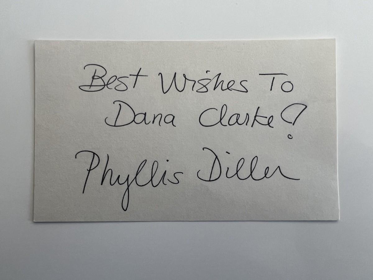 Phyllis Diller signed note | EstateSales.org