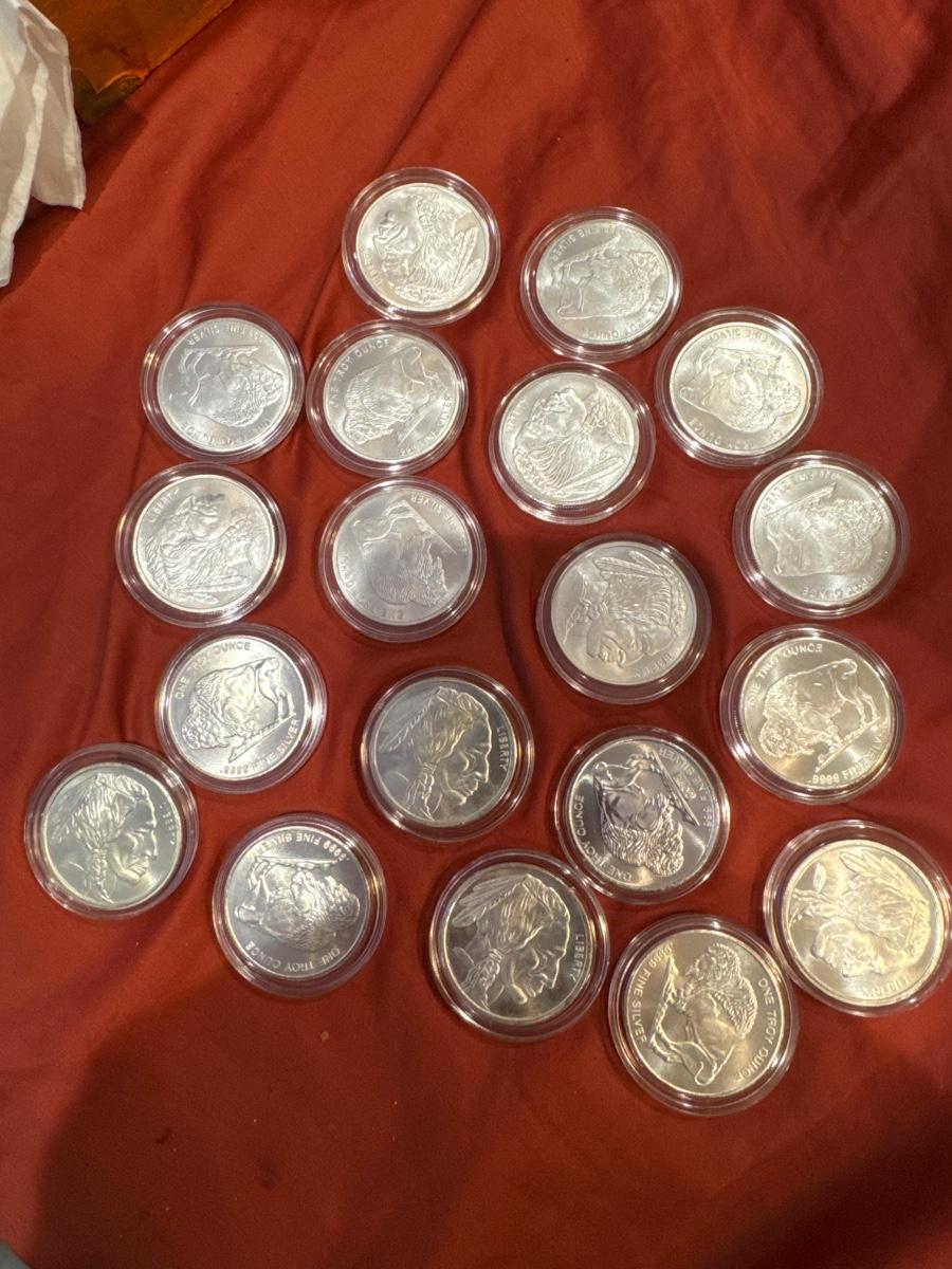 100 BUFFALO ROUNDS SILVER .999 5 x20 rolls of fine silver | EstateSales.org