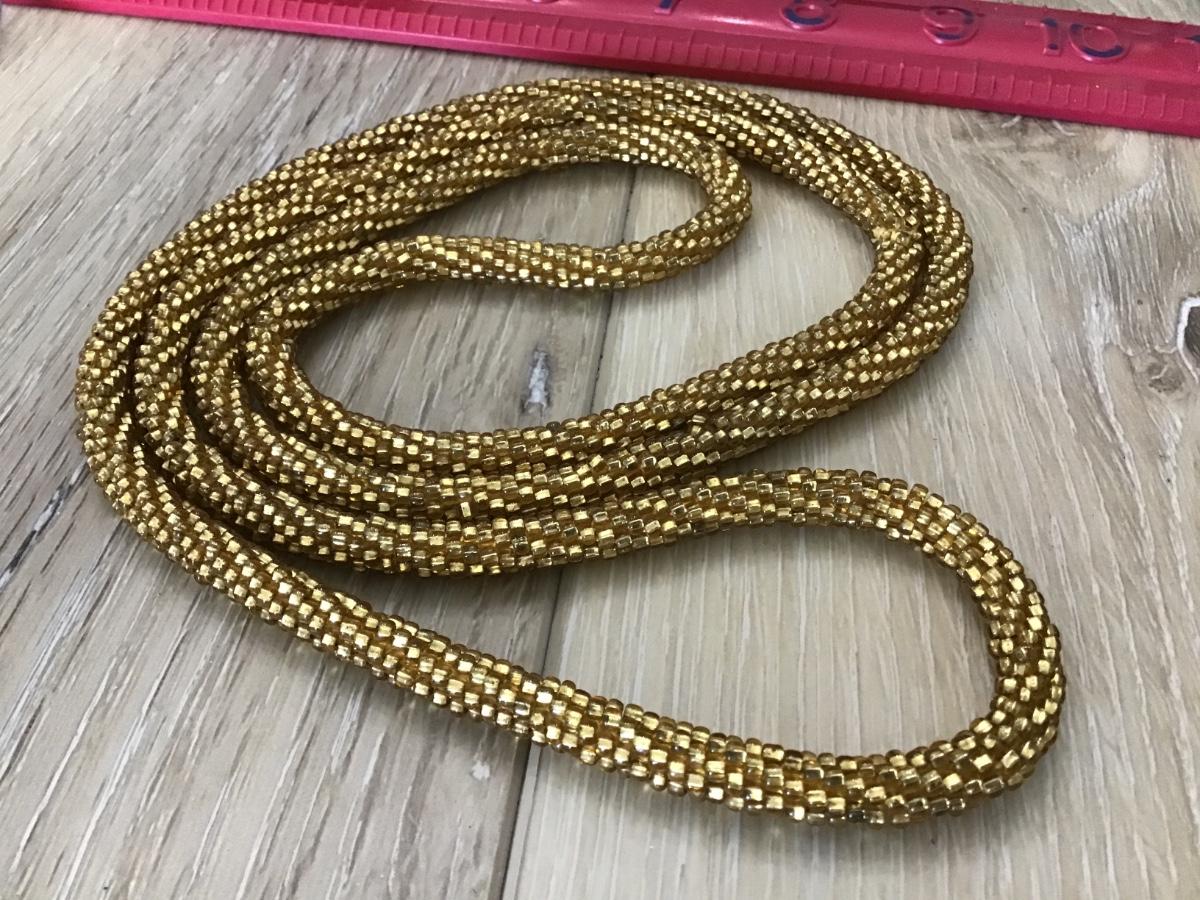 Vintage Twisted Glass Seed Bead Necklace, Gold Glass Bead , Twisted ...