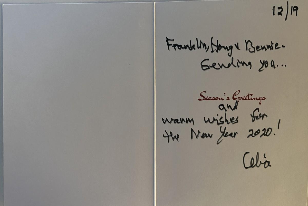Celia Kaye signed Christmas card | EstateSales.org