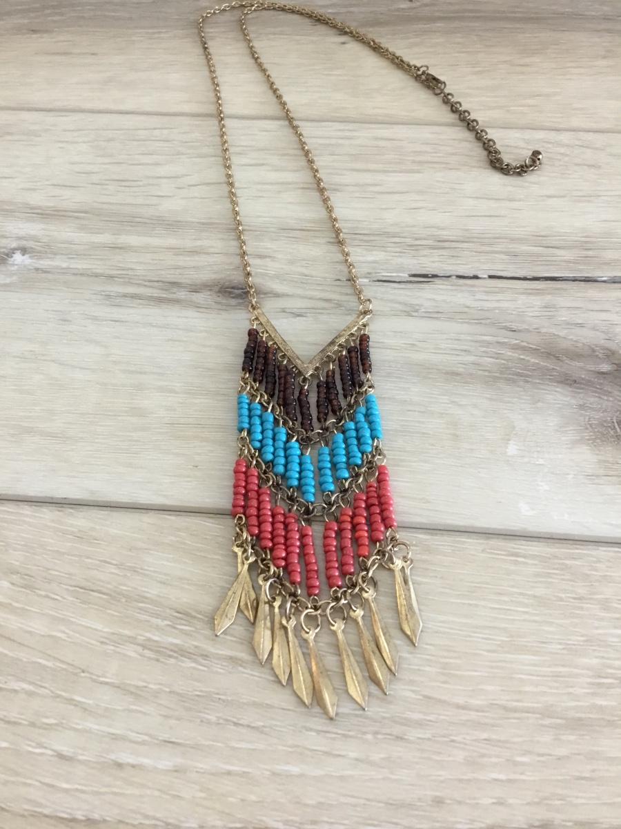 BoHo style gold toned with glass bead, long fashion necklace ... BoHo style gold toned with glass bead, long fashion necklace ...