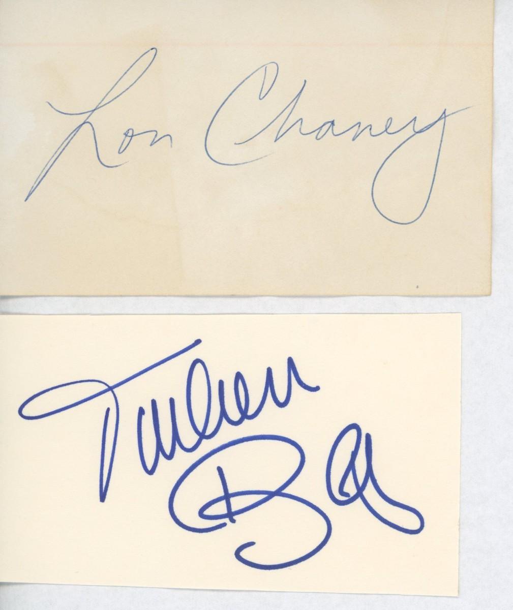 Lon Chaney Jr. and Turhan Bey signature cut | EstateSales.org