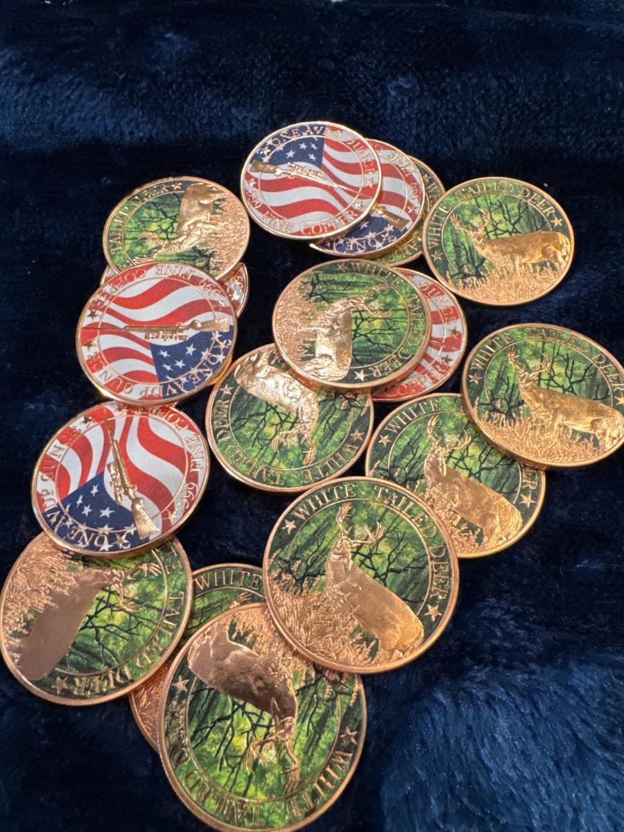 Lot of 10 .999 Rifle and White tailed Deer coins | EstateSales.org