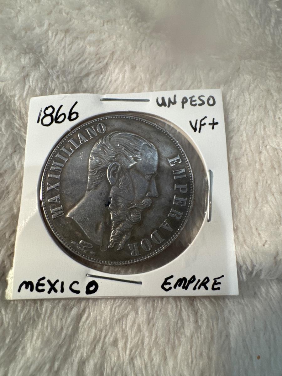 México Empire Un Peso 1866 Silver Coin Maximiliano EMP | EstateSales.org