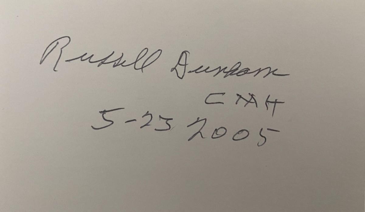 WWII Medal of Honor Russell E. Dunham original signature | EstateSales.org