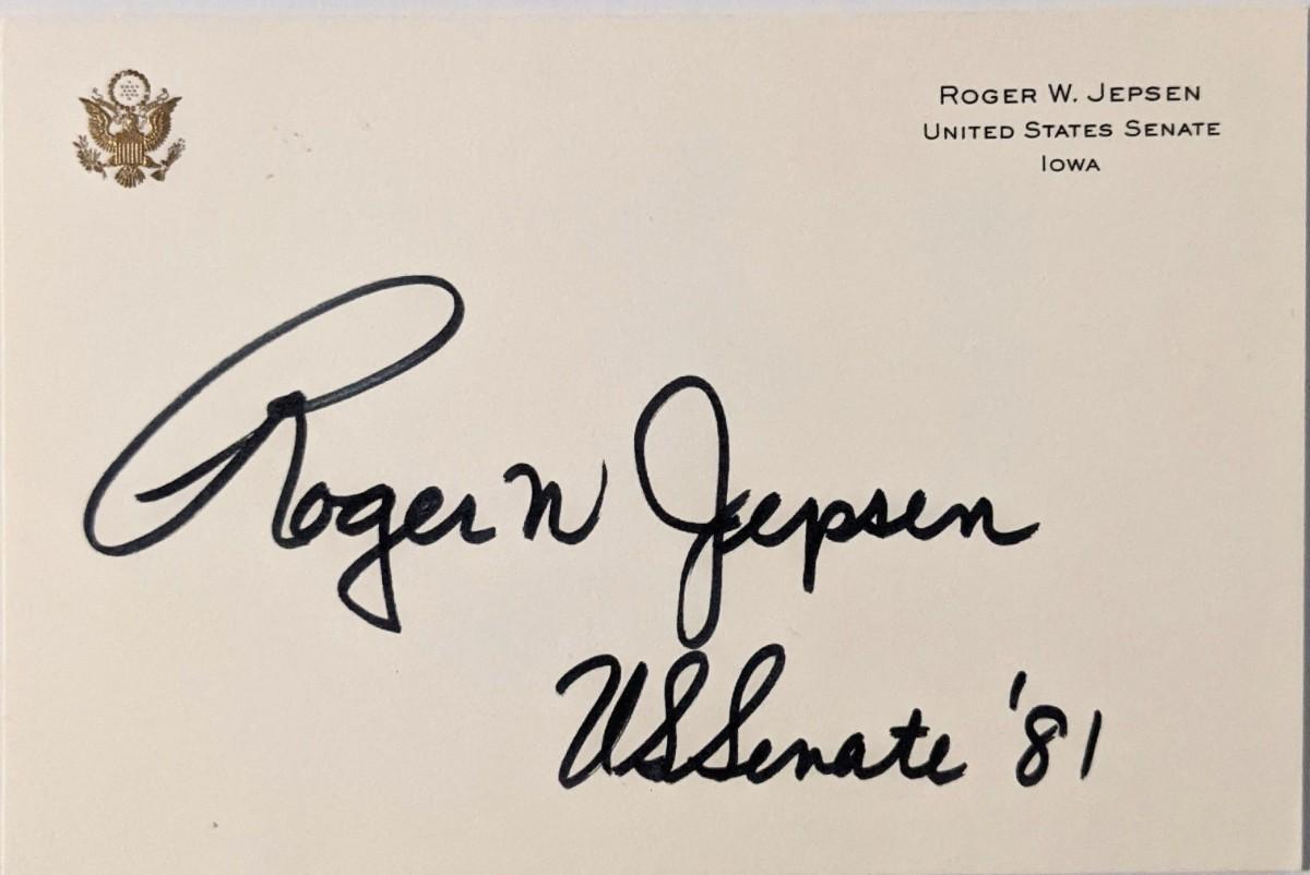 Iowa Senator Roger Jepsen Signature Cut | EstateSales.org