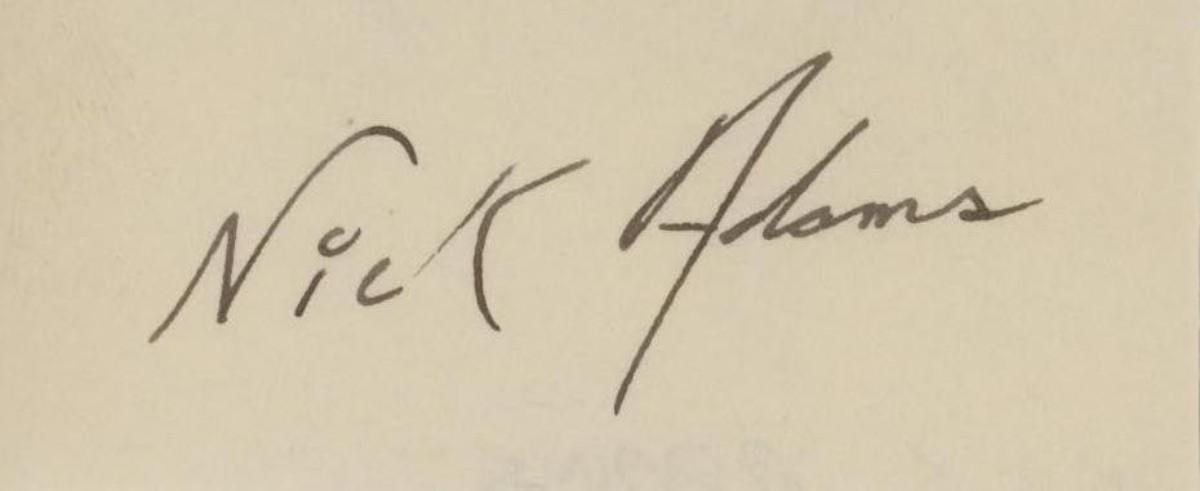 Nick Adams signature cut | EstateSales.org