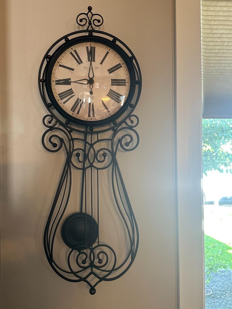 Antique Authentic Sterling & Noble Iron Hanging Wall Clock Dark Brown ...