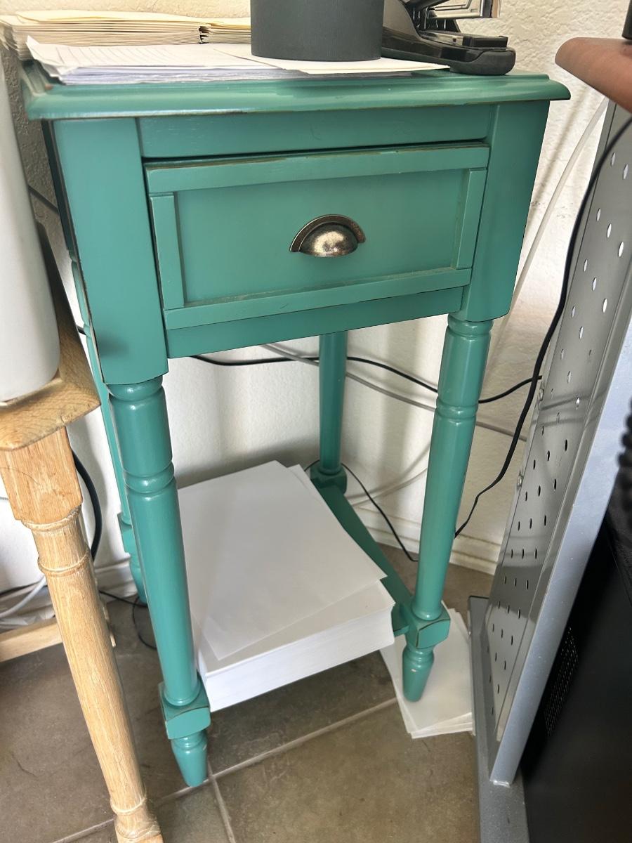 Small Green Wooden Telephone Stand | EstateSales.org